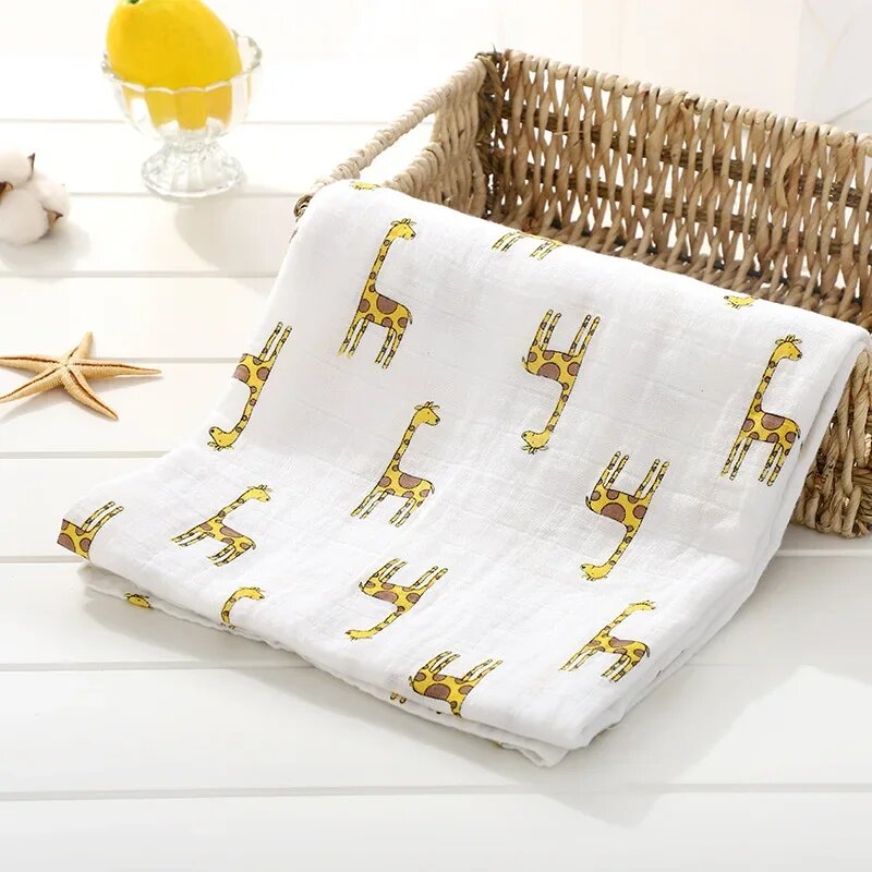 Детское муслиновое одеяло с жирафами, 120х110 см, Цвет: Giraffe