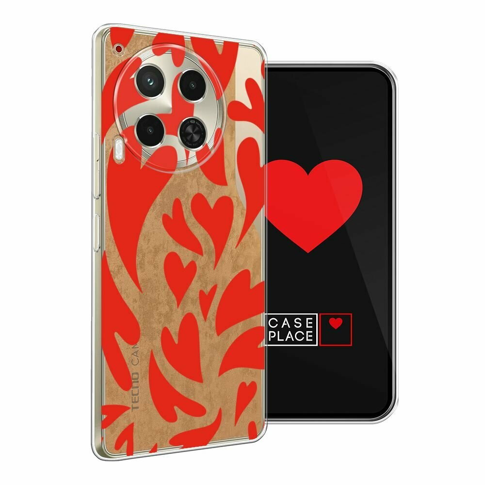 Чехол на Tecno Camon 30 4G / Текно Камон 30 4G с принтом "Crazy hearts 2 - 14 февраля", прозрачный — фото 1