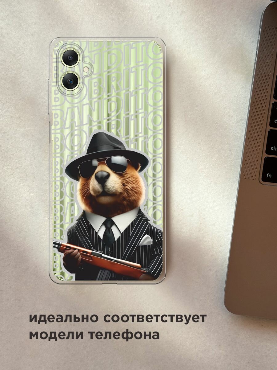 Чехол на Samsung Galaxy A06 / Самсунг Галакси А06 с принтом "Бобрито бандито 2", прозрачный — фото 1