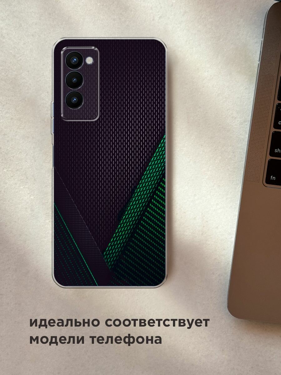 Чехол на Tecno Camon 18P / Техно Камон 18Р с принтом "Зеленый карбон" — фото 1