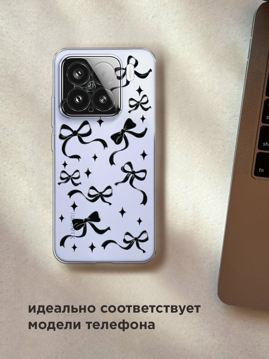 Чехол на Xiaomi 15 / Сяоми 15 с принтом "Милые чёрные бантики 4" — фото 1