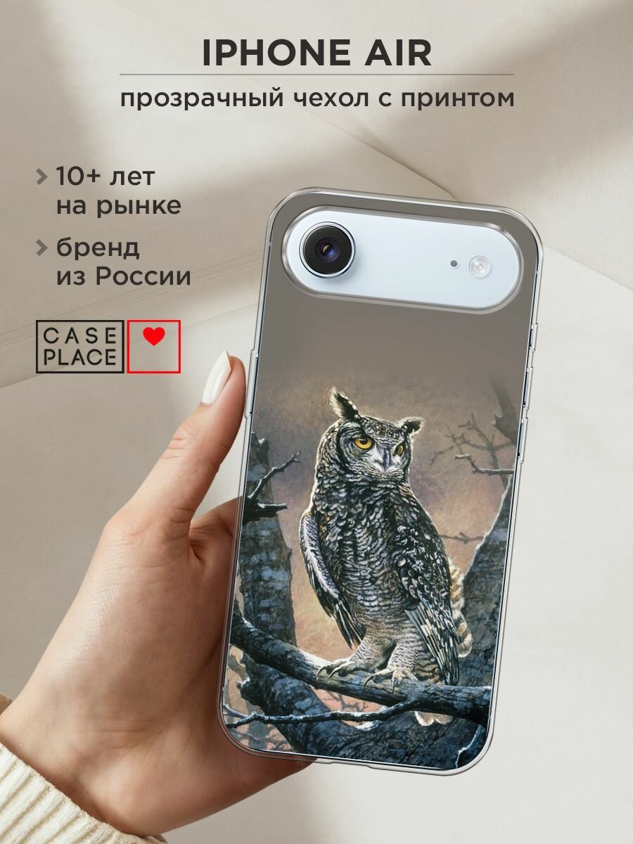Чехол на Apple iPhone Air / Айфон Айр с принтом "Сова арт 5"