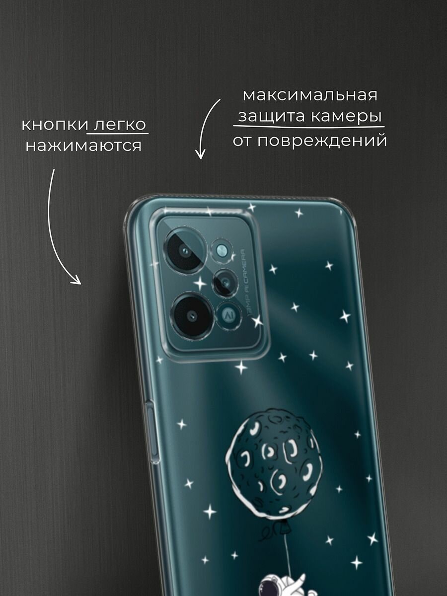Чехол на Realme C31 / Реалми C31 с принтом "Лунный полет", прозрачный — фото 1