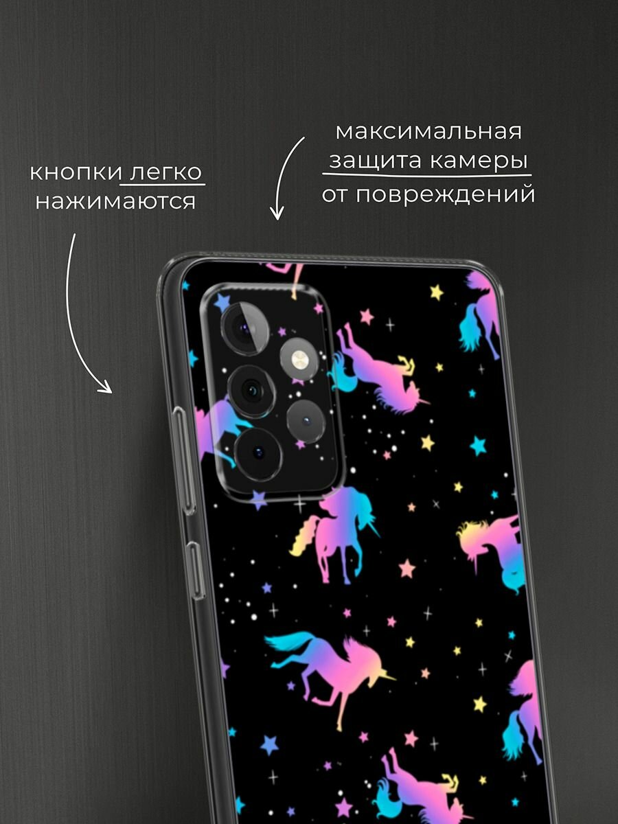 Чехол на Samsung Galaxy A72 / Самсунг Галакси А72 с принтом "Единороги градиент" — фото 1