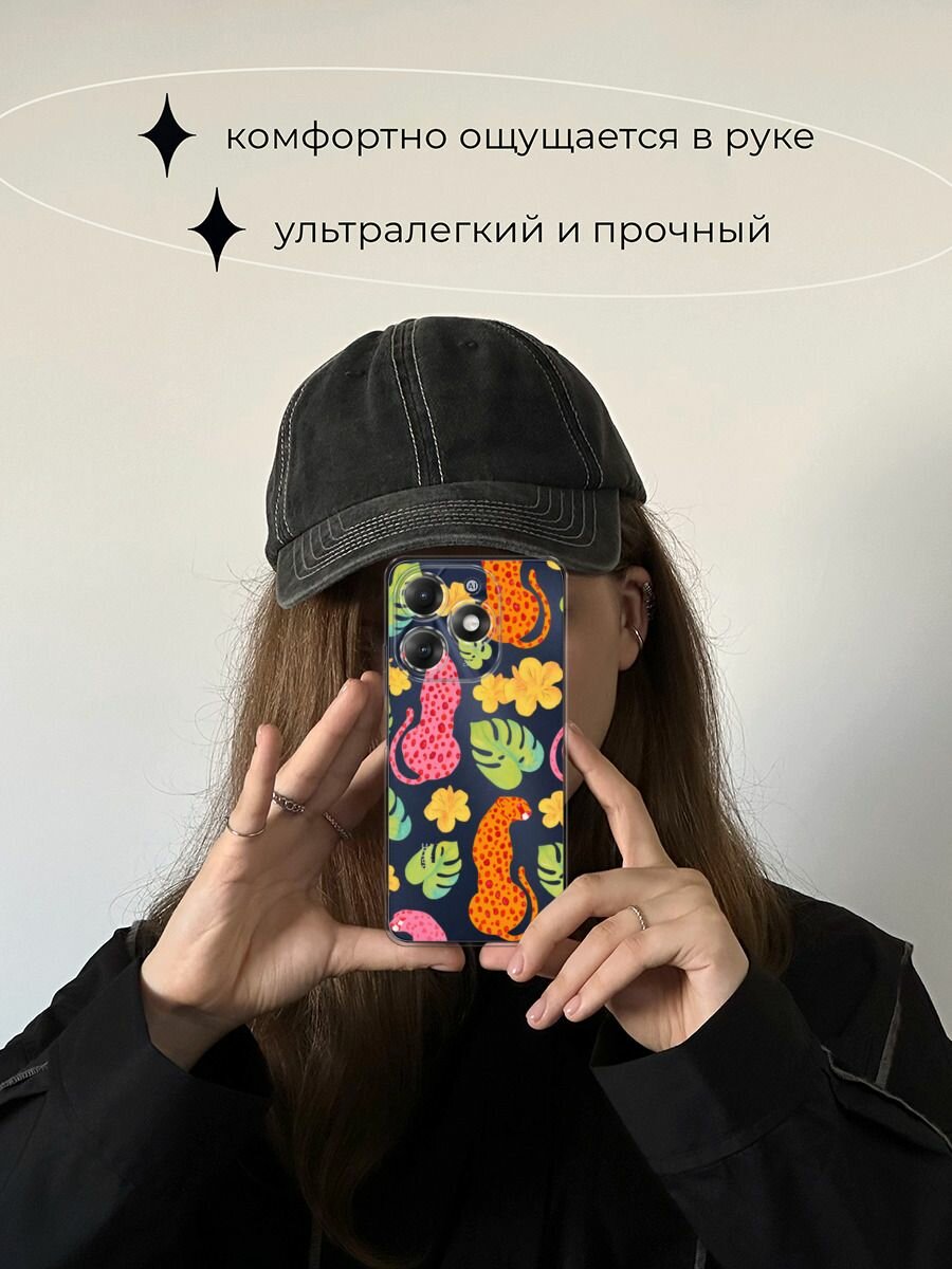 Чехол на Itel A70 / Ител А70 с принтом "Экзотика", прозрачный — фото 1