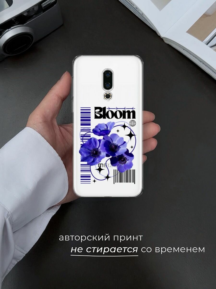 Чехол на Meizu 16th / Мейзу 16th с принтом "Завораживающие анемоны", прозрачный — фото 1