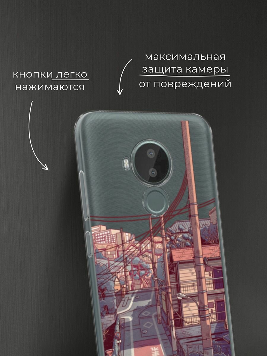 Чехол на Nokia C30 / Нокия C30 с принтом "Закат на японской улице", прозрачный — фото 1