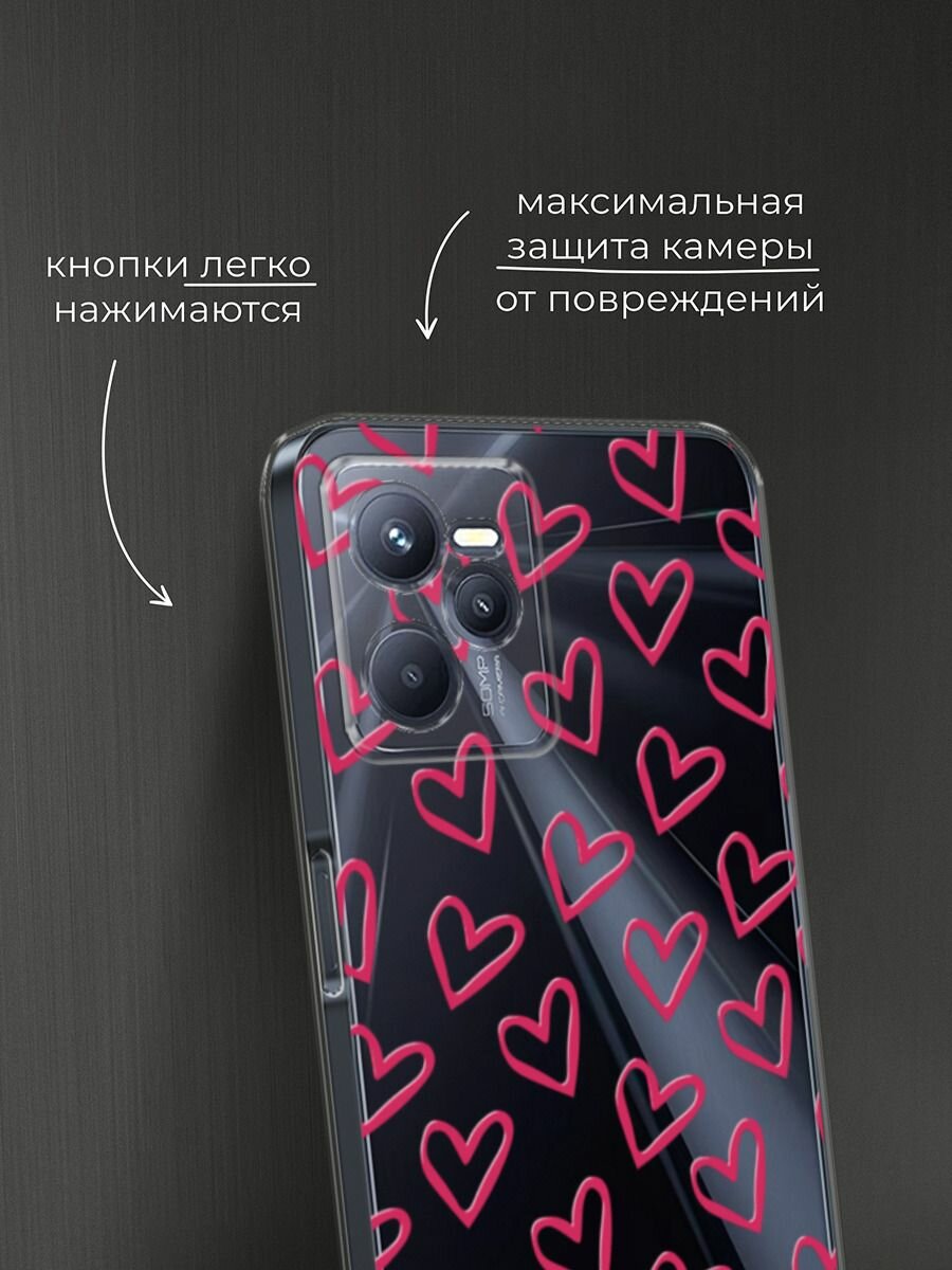 Чехол на Realme C35 / Реалми C35 с принтом "Темные сердечки" — фото 1