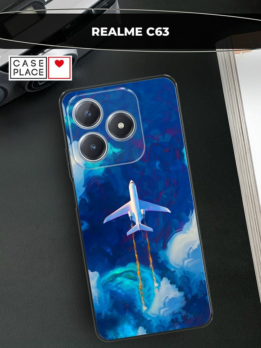 Чехол на Realme C63 / Реалми С63 с принтом "Самолет картина"