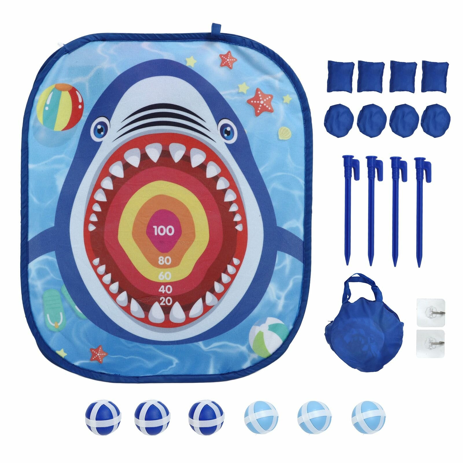 Детская двухсторонняя доска для дартса с мешками с песком, складная мультяшная мишень, игровые игрушки для занятий спортом в помещении, на открытом воздухе, синий 2381B 5