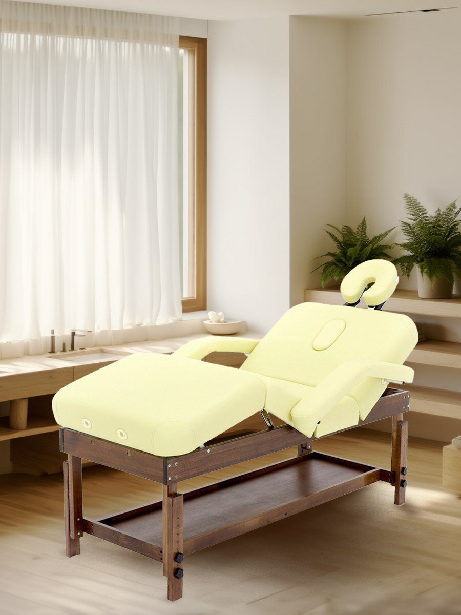 Стол массажный стационарный с рамой из бука, четырёхсекционный КММ0A