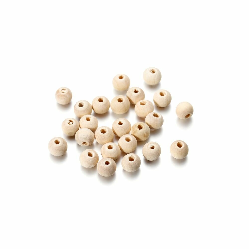 Деревянные бусины 8 мм, 200 штук, неокрашенные, природный материал для бижутерии, декора, детского творчества и рукоделия, экологичные шарики для браслетов и поделок
