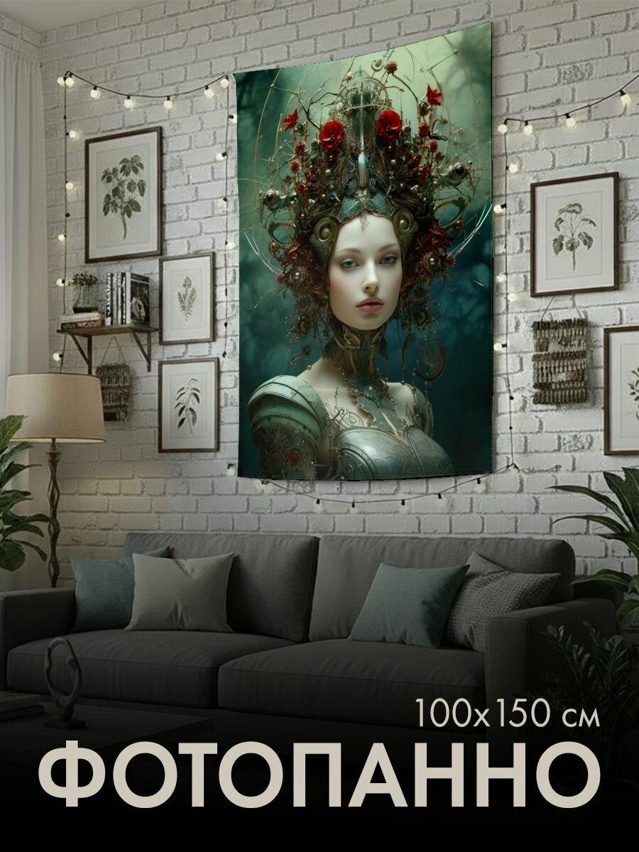 Панно тканевое PrintyFull / 100x150 см / цветы, ваза