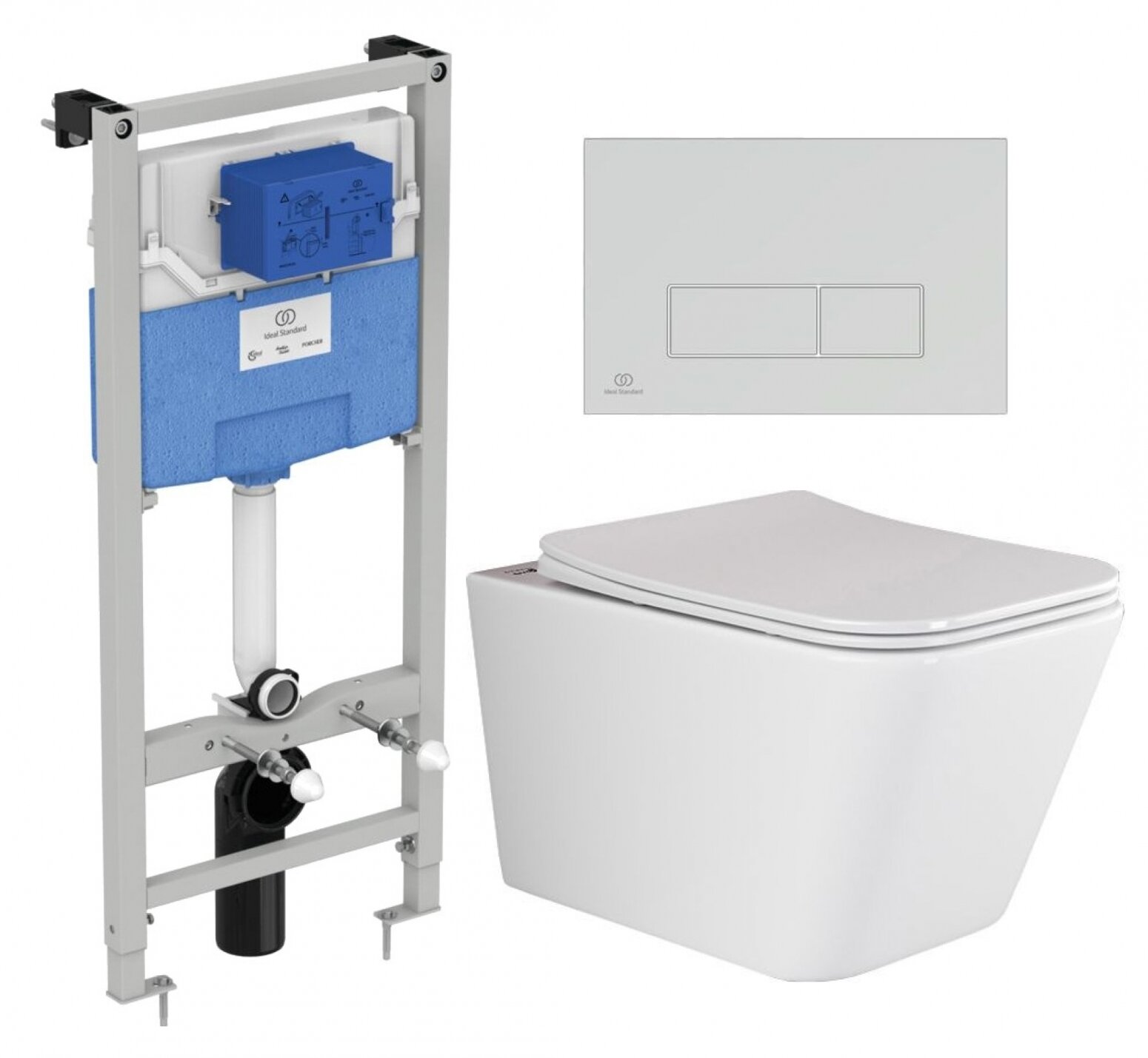 Комплект 3 в 1 инсталляция Ideal Standard + Унитаз подвесной Ceramica Nova Metric Rimless CN3007 + кнопка хром