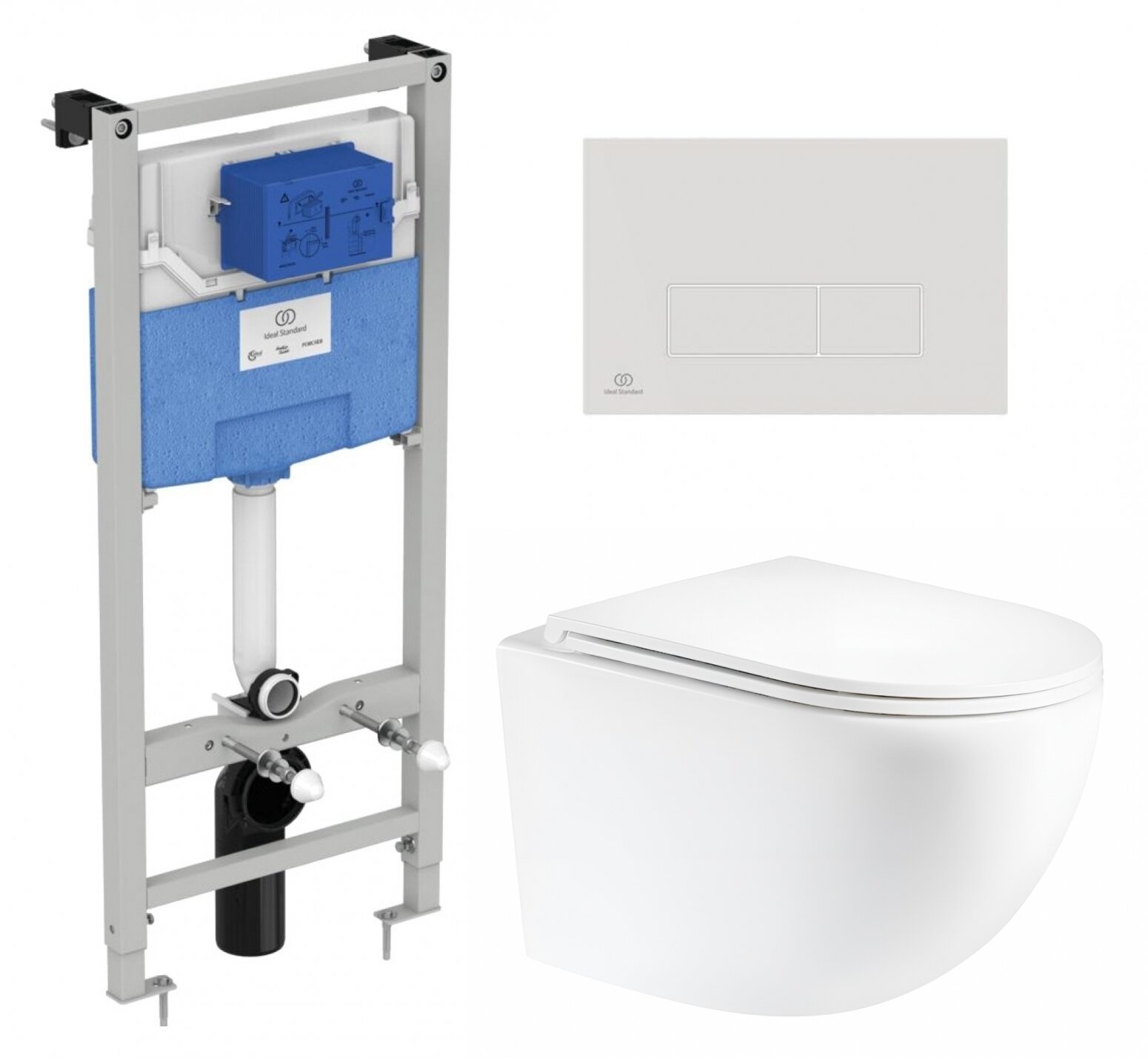 Комплект 3 в 1 инсталляция Ideal Standard + Унитаз подвесной Enio Unico Tornado EN2105073 + кнопка белая