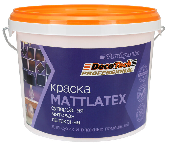 Краска Decotech PROFESSIONAL MATTLATEX для сухих и влажных помещений 9л
