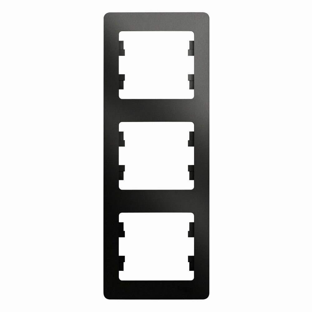 Рамка для розеток и выключателей Systeme Electric 3 поста вертикальная антрацит, Glossa