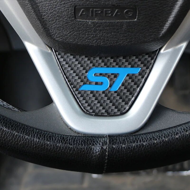 Наклейка на руль Ford ST карбон-синяя