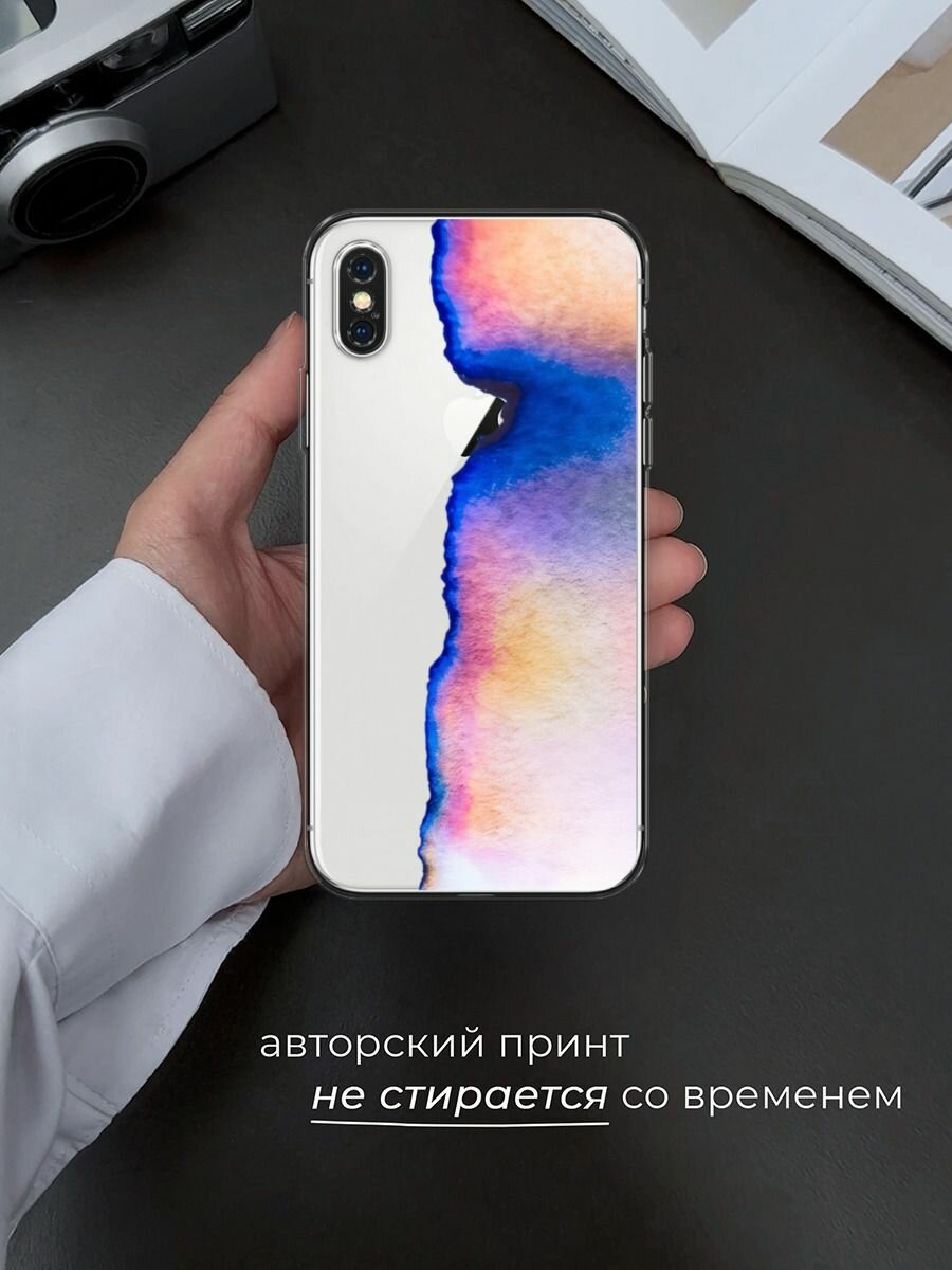 Чехол на Apple iPhone XS Max / Айфон XS Max с принтом Синяя акварель, прозрачный — фото 1