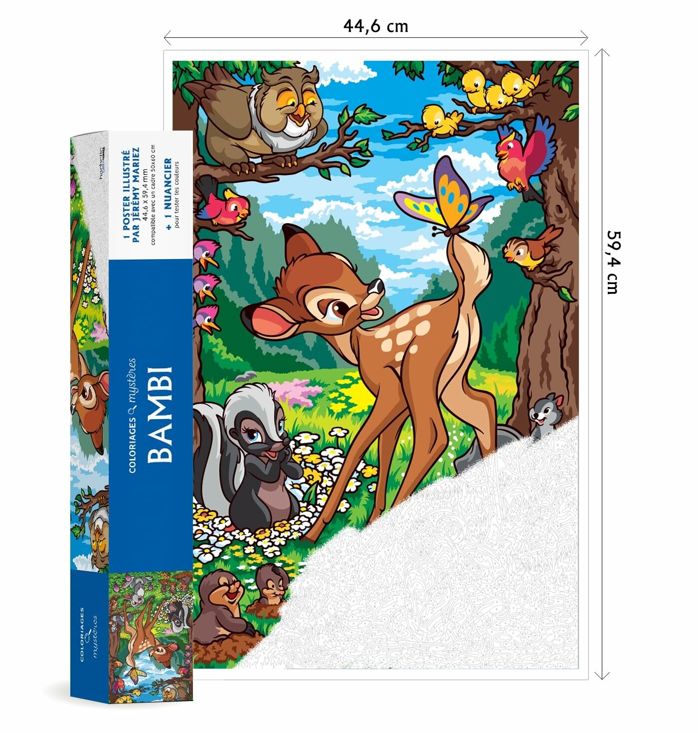 Постер-раскраска по номерам Hachette Coloriages mysteres Disney - Плакат Бэмби/Bambi, формат А2 - 2017276421