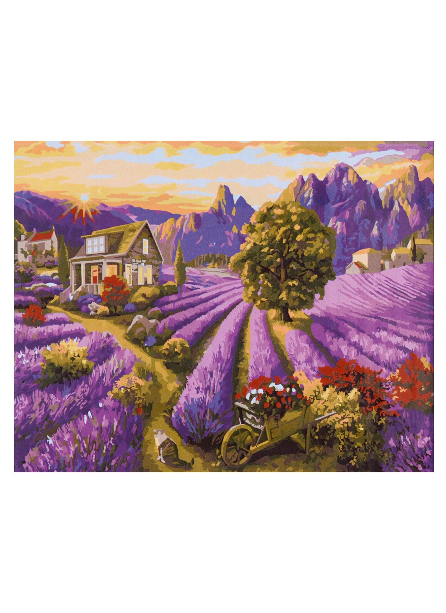 Холст с красками по номерам "Лавандовое поле", 30 х 40 см