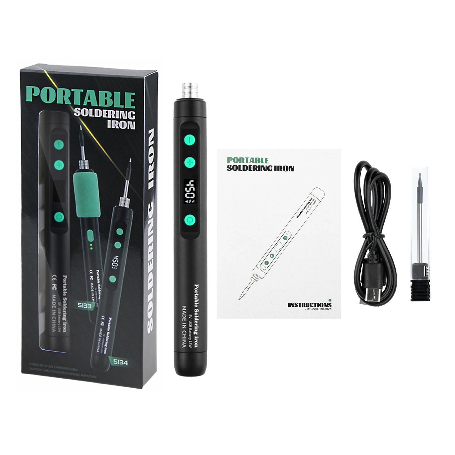 Портативный беспроводной паяльник 200-450℃ Type-C