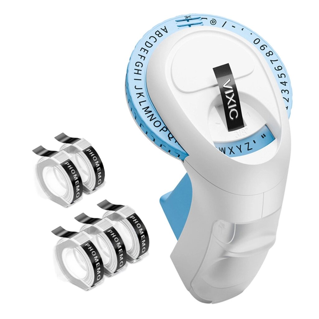 Портативный ручной принтер унисекс нажимного типа-синий с 6 рулонами расходных материалов