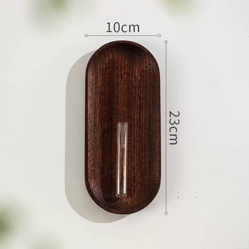 Стеклянная пробирка из цельного дерева, ваза, настенное подвесное гидропонное сосуд, маленькое зеленое растение,