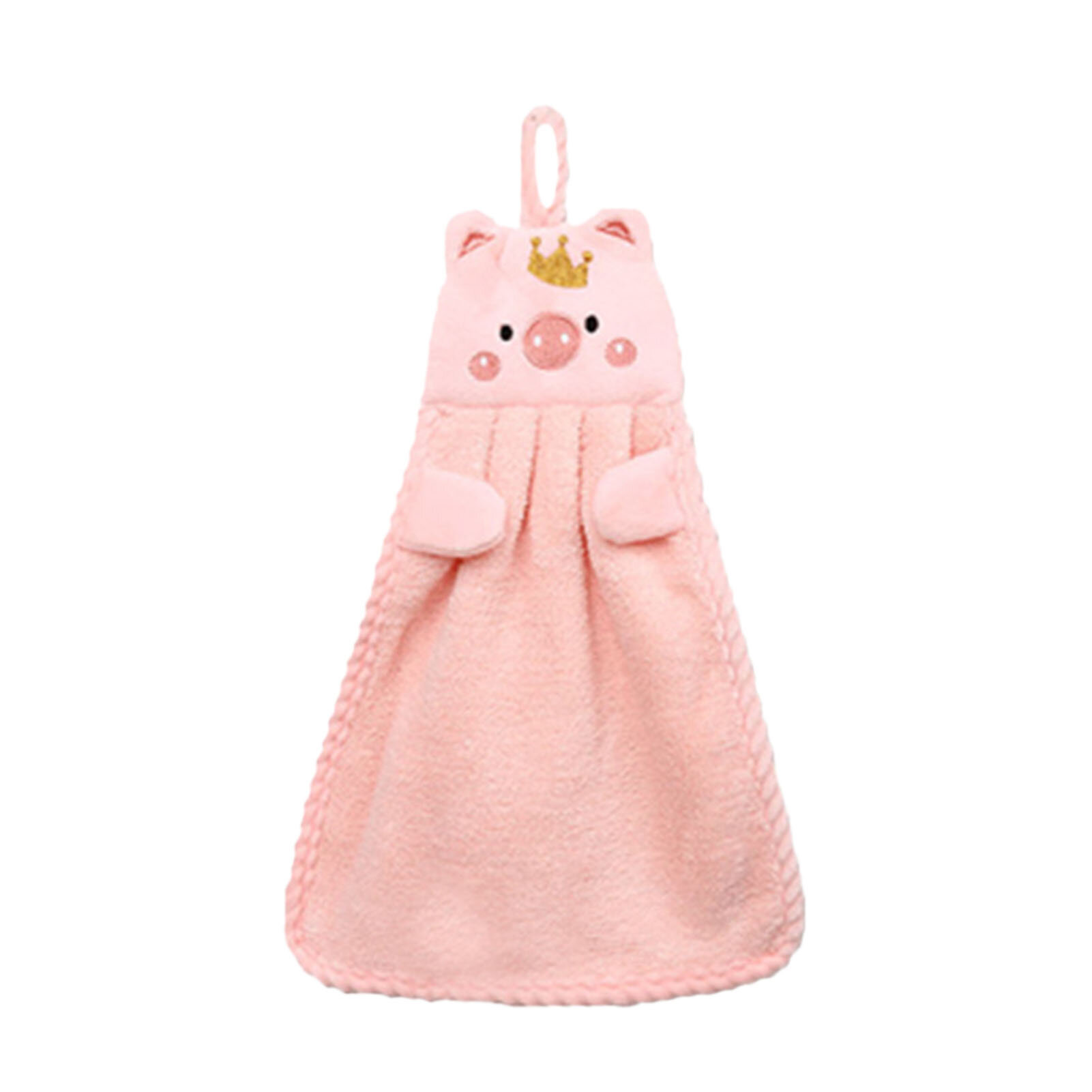 Детское Полотенце Для Рук Коралловый Бархат Cute Pig Pattern Абсорбент Висит Сухим для Кухни Ванной Комнаты Розовый