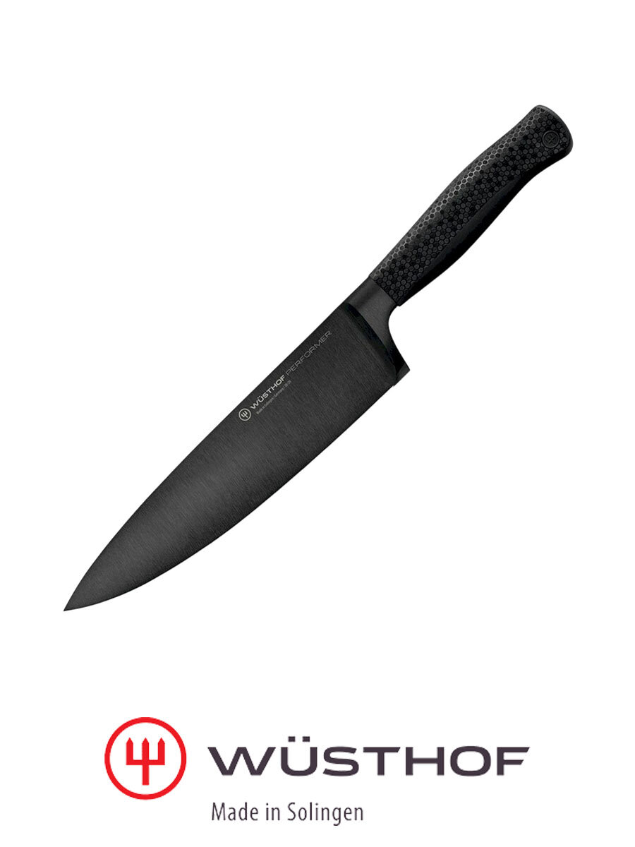 Нож кухонный поварскойШеф Wuesthof Performer 20см, цвет черный