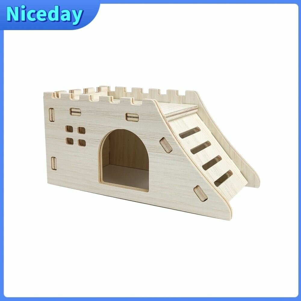 Деревянный домик для хомяков, 15x7x5см, с лестницей