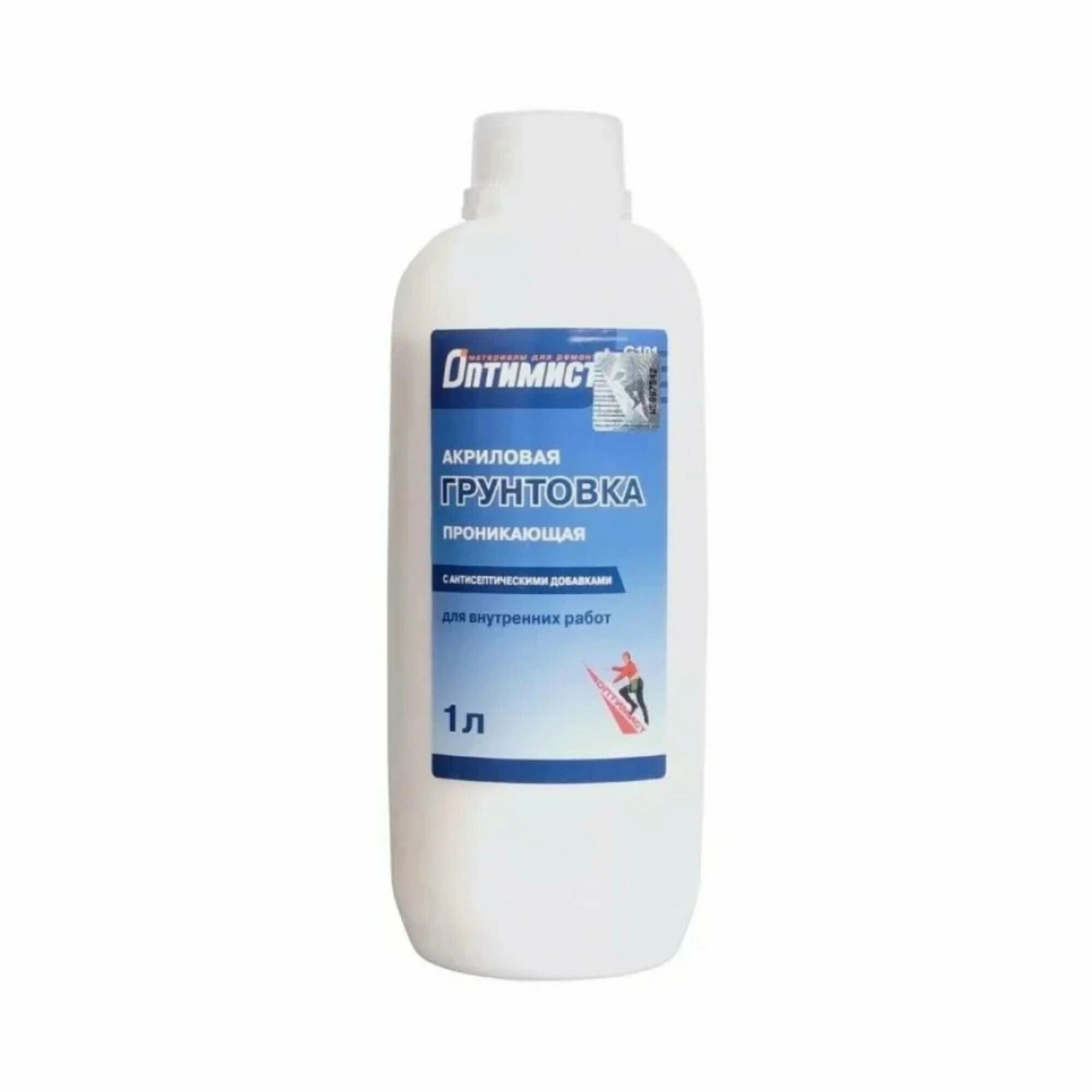 Оптимист грунтовка для внутренних работ, на акриловой основе (1л)