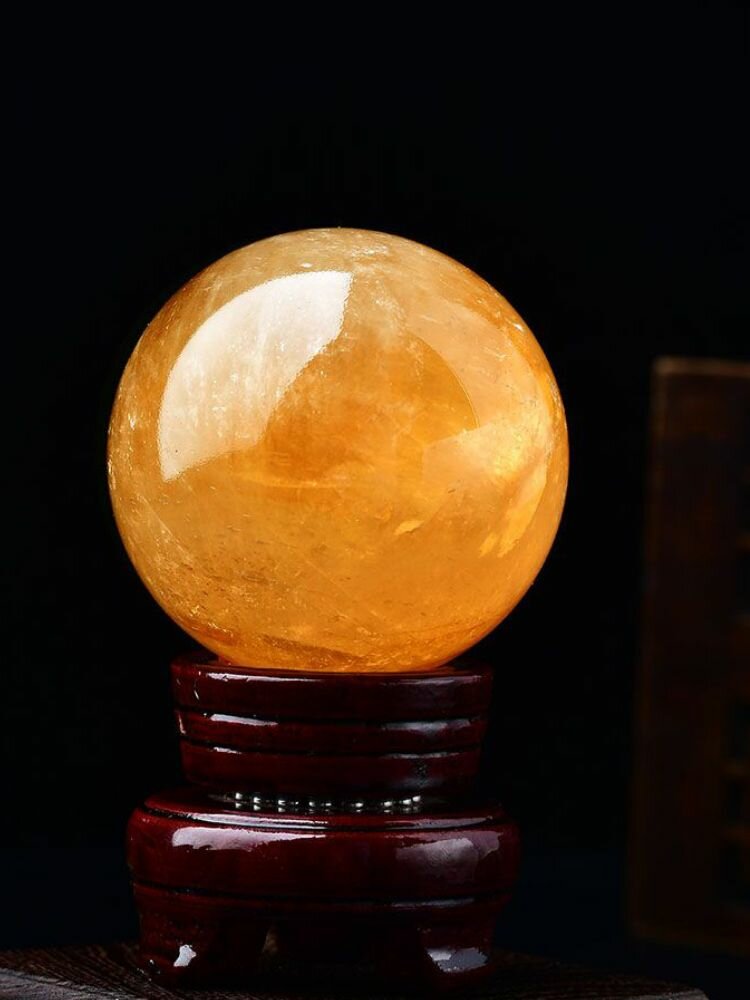 Энергетический шар из натурального камня "желтый кальцит",5cm(Включает основание)