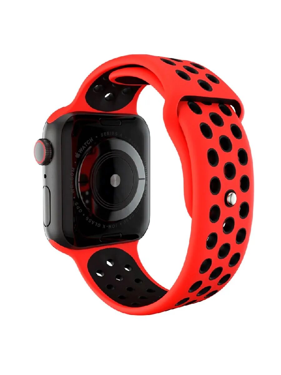 Ремешок для Apple Watch Series 38/40мм силиконовый (перфорированный) красно-черный
