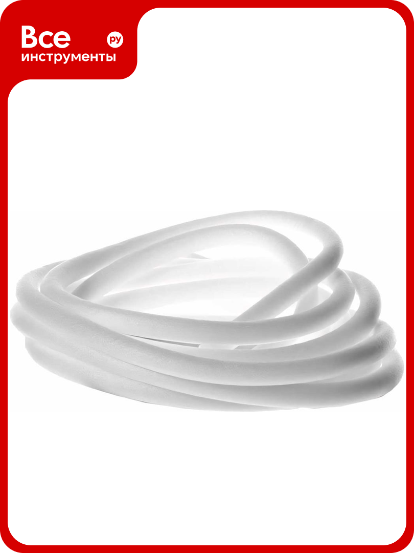 Уплотнительный жгут Izol Garant сплошной, пенополиэтиленовый, круглый профиль, белый, для уплотнения окон и дверей