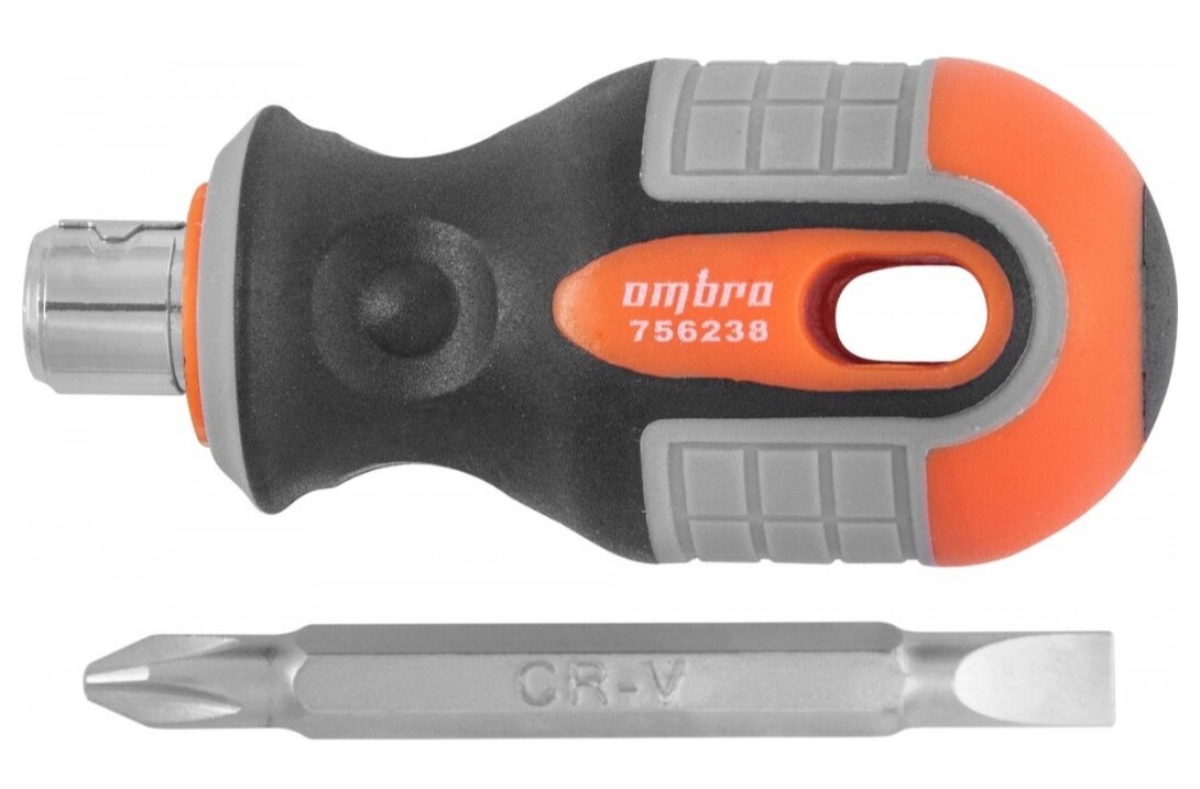 Отвертка OMBRA "ROUND GRIP", двусторонняя, 38 мм, РН2, SL6