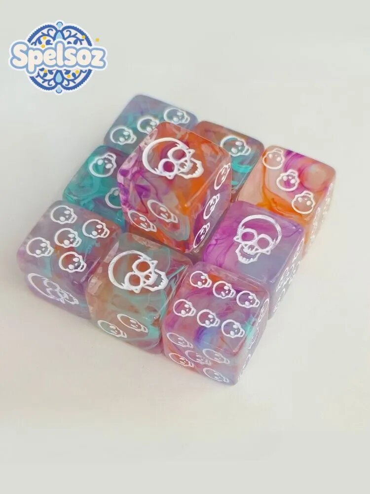 Акриловые 6-сторонние кости для шахматной доски с черепом Стража Смерти на Хэллоуин