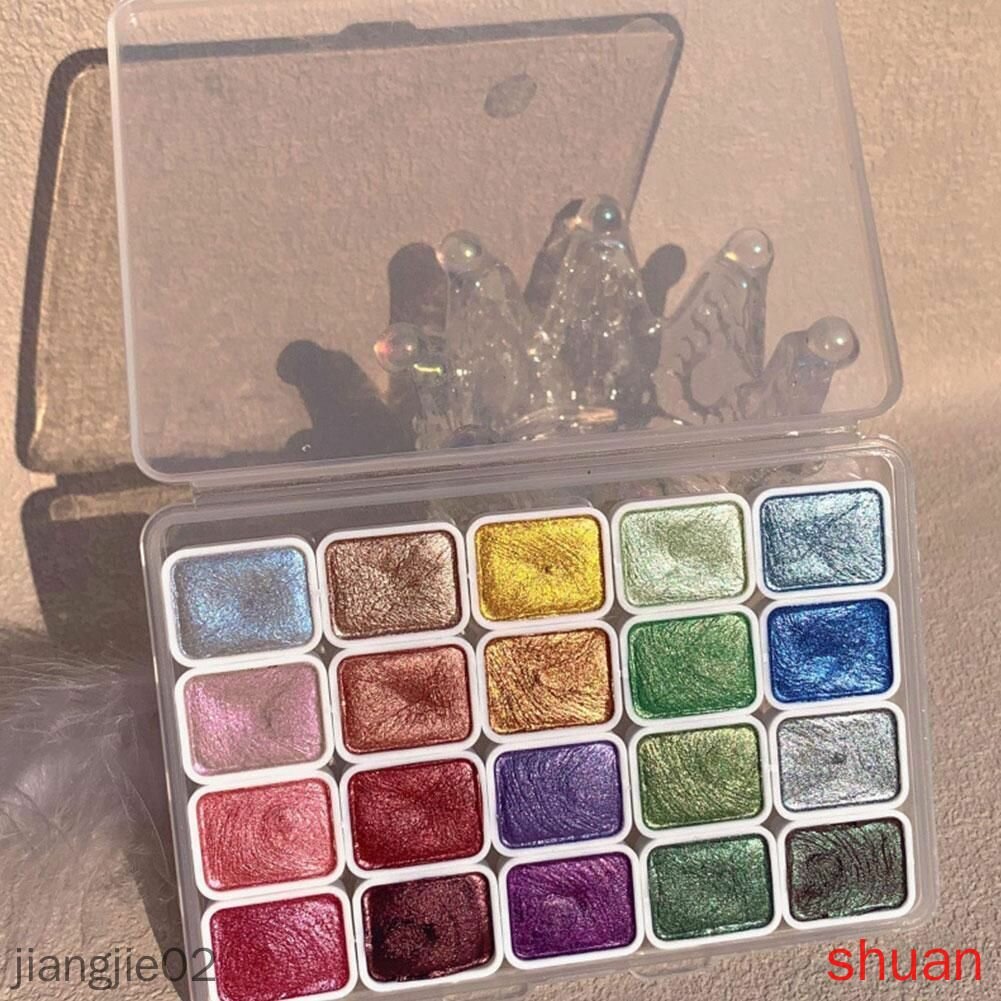 20 Набор акварельных пигментов для дизайна ногтей с металлическим жемчугом