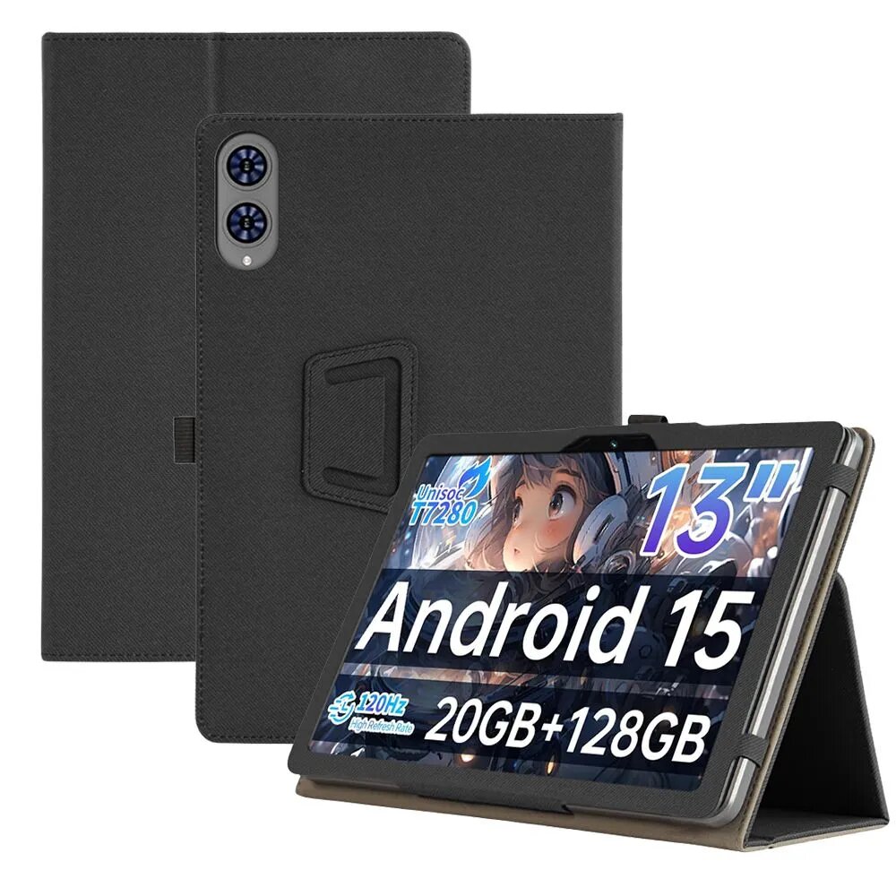 Чехол на планшет Teclast T65/ ODEA A13,13.4 дюйма, текстура кожи, сверхлегкий, черный