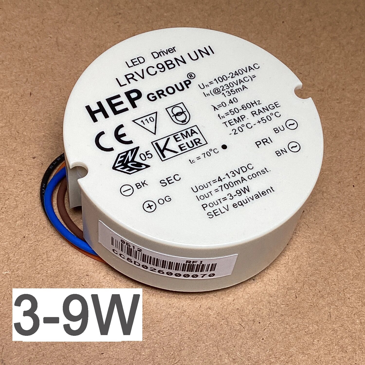 HEP LRVC9BN UNI 700мА драйвер для LED ламп