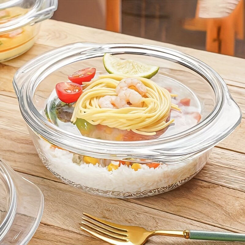 Стеклянная пароварка с двумя ручками и крышкой для паровых яиц, прозрачная, термостойкая, подходит для СВЧ, 1 шт.