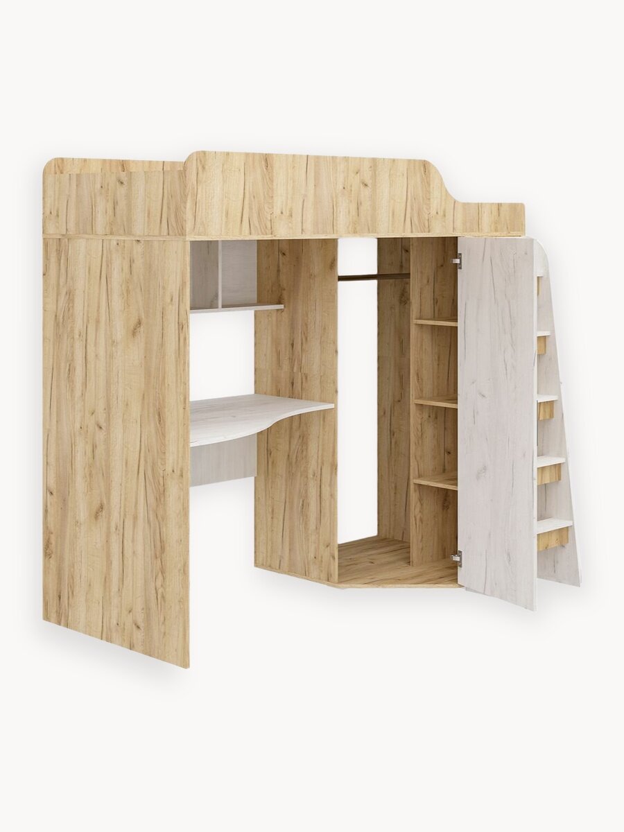 Детская кровать-чердак Морозко, Дуб крафт золотой/Дуб крафт светлый
