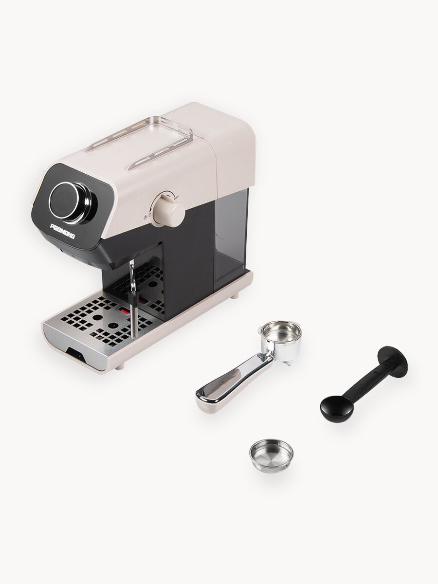 Кофеварка рожковая с капучинатором редмонд CM717, функция предсмачивания, 20 бар, эспрессо за 25 секунд, бежевая, 1350Вт