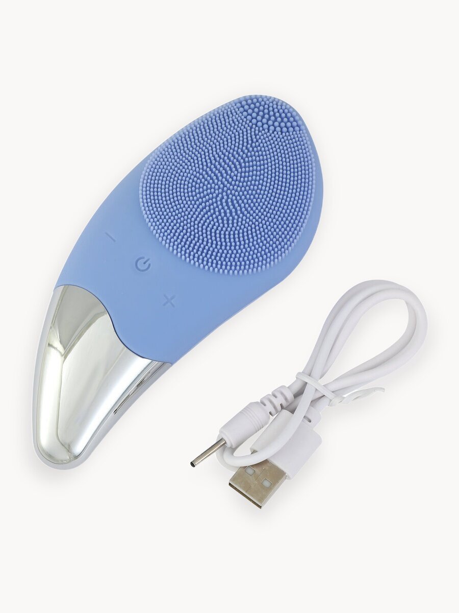 Электрическая щетка силиконовая для умывания и очищения лица, массажер для лица голубой Lian Beauty Accessories
