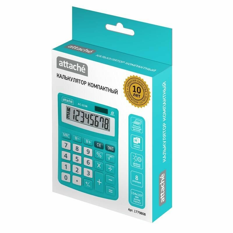Калькулятор настольный Attache AС-223M 8-разрядный мятный/белый 134x107x34 мм