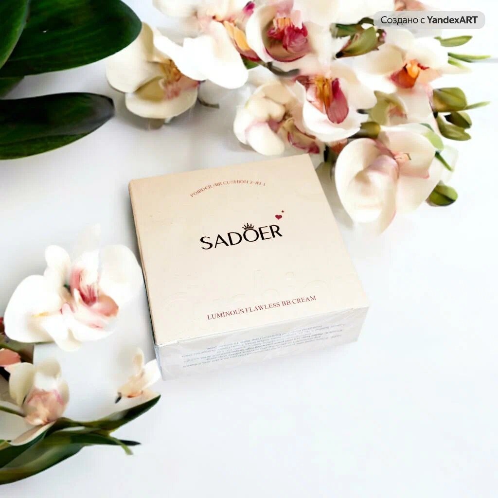 Набор для макияжа SADOER 2 в 1: BB-кушон и пудра, тон 02 слоновая кость