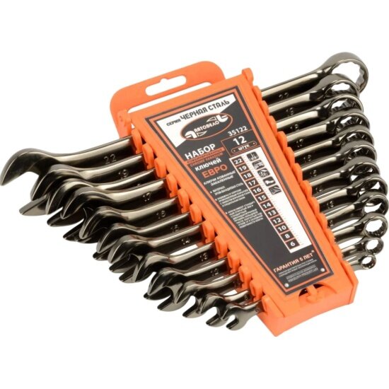 Набор комбинированных ключей Автодело 6-22мм холдер 12 предметов евро