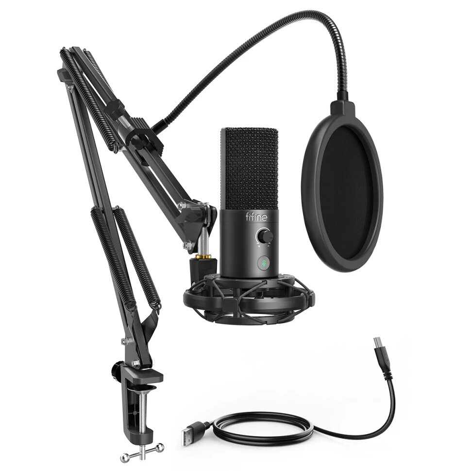 Микрофонный комплект Fifine T669 NEO, проводной, комплект с пантографом, черный