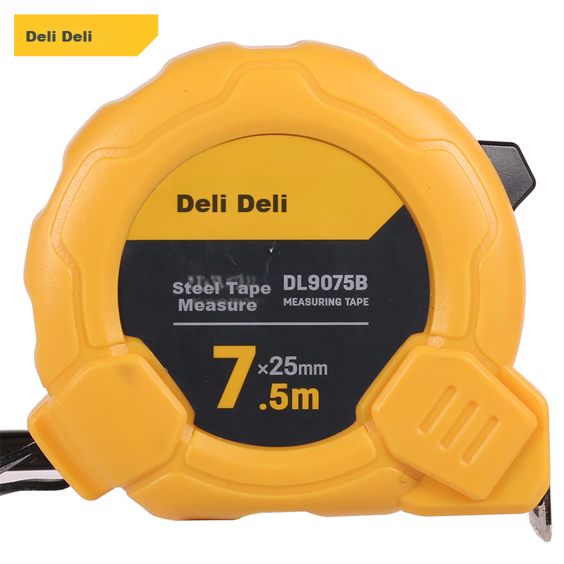 Deli 7.5m Steel Tape Measure Boxwood Carpenter Ruler Retractable Meter Metric Renovation 25mm Wide Measurement Plastic Shell Ruler