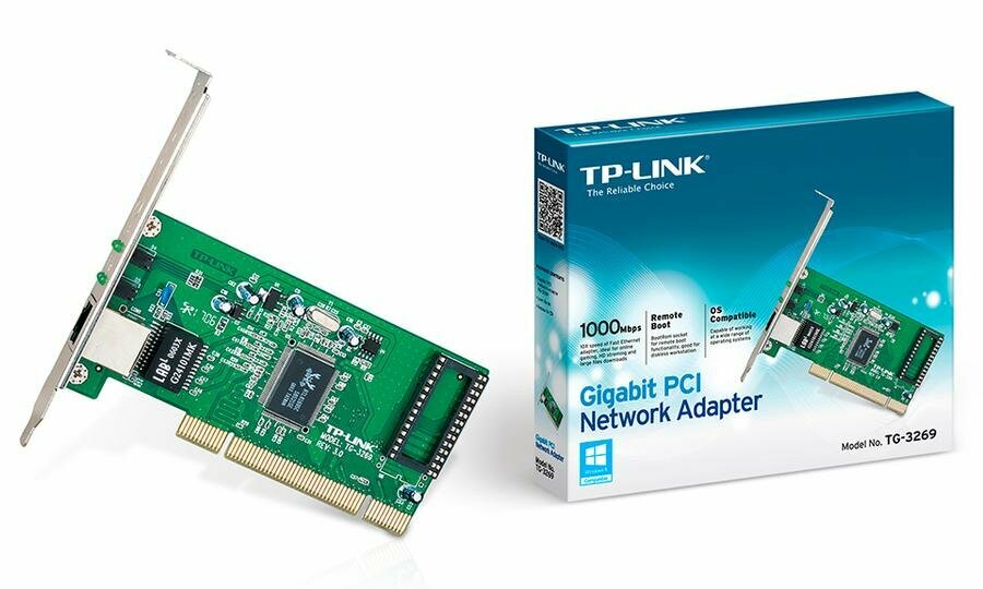 Сетевая карта TP-Link TG-3269 PCI, 1000 Мбит/с, 1 порт, зелёная
